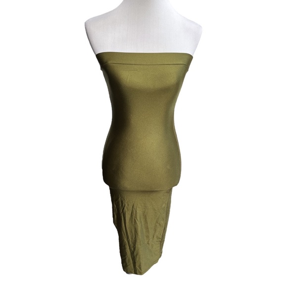 AKIRA | Dresses | Akira Tube Top Bodycon Midi Dress Olive Green Size ...